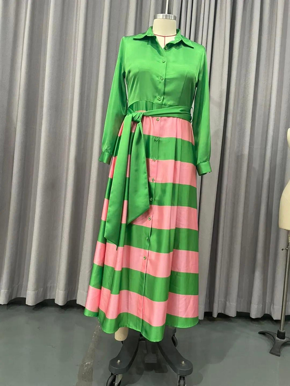 Pink and Green Stripe Maxi Dress – Pink and Unique
